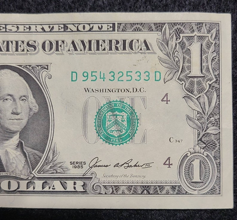 1985 One Dollar Bill High and Ladder Serial Number Fancy - Etsy UK