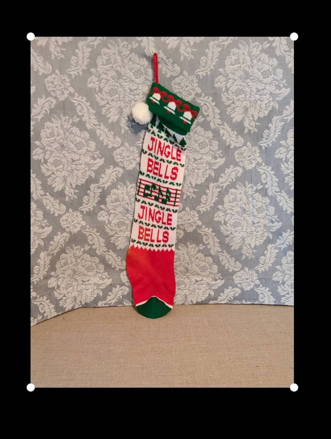 Vintage Jingle Bells Knit Stocking Christmas Music Notes Red - Etsy