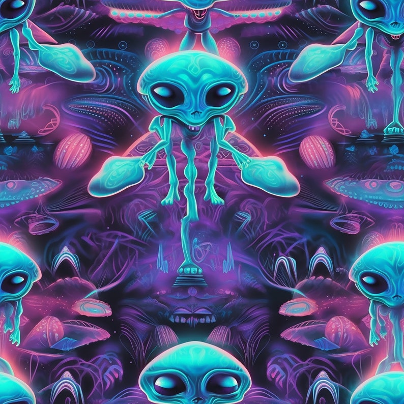 Seamless Alien Patterns 12 Pack Repeatable Digital Papers Ethereal ...