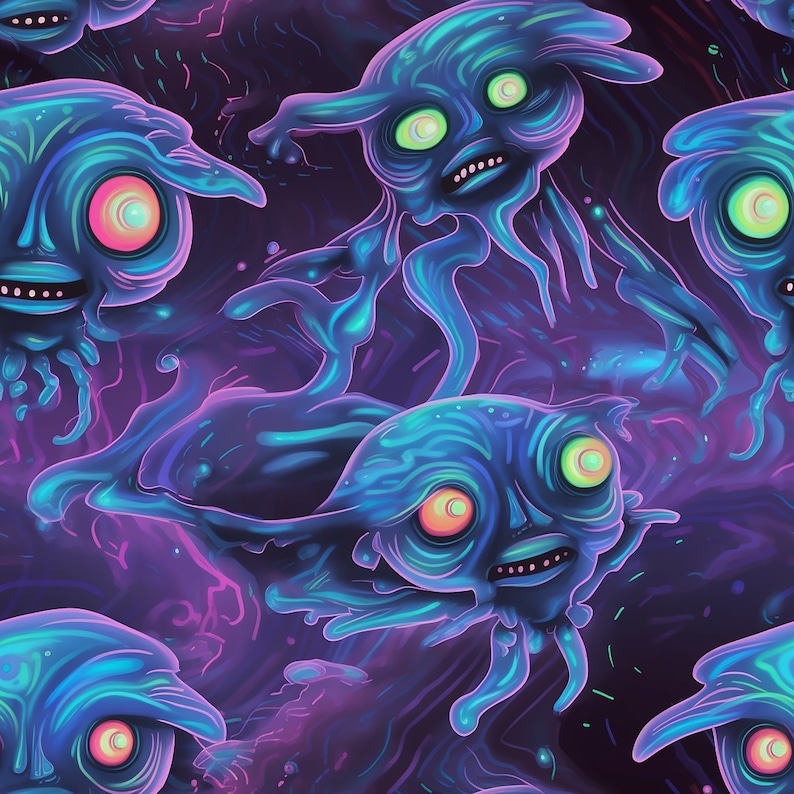 Seamless Alien Patterns 12 Pack Repeatable Digital Papers Ethereal ...