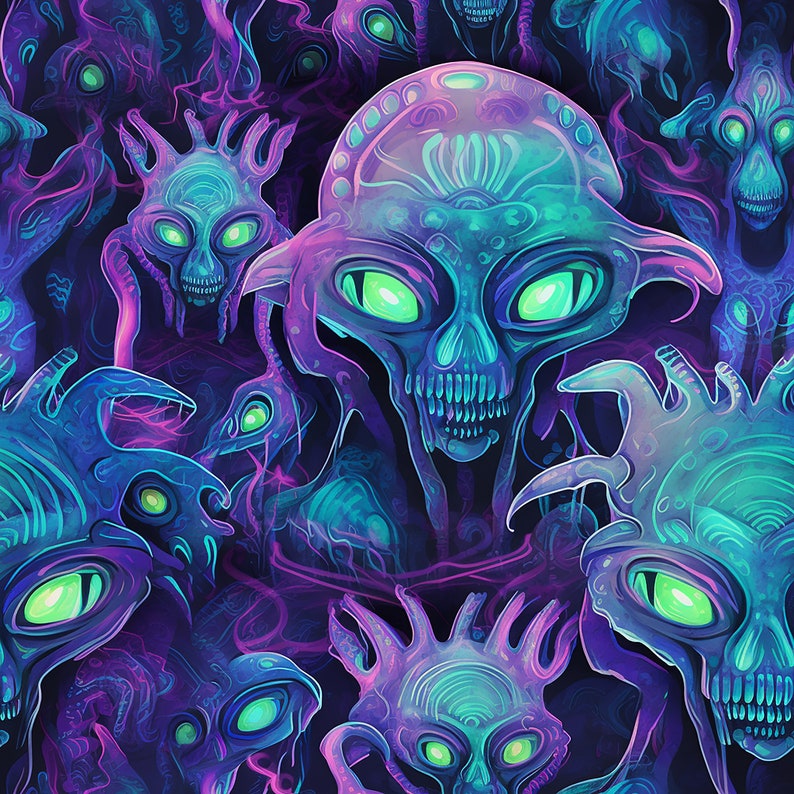 Seamless Alien Patterns 12 Pack Repeatable Digital Papers Ethereal ...