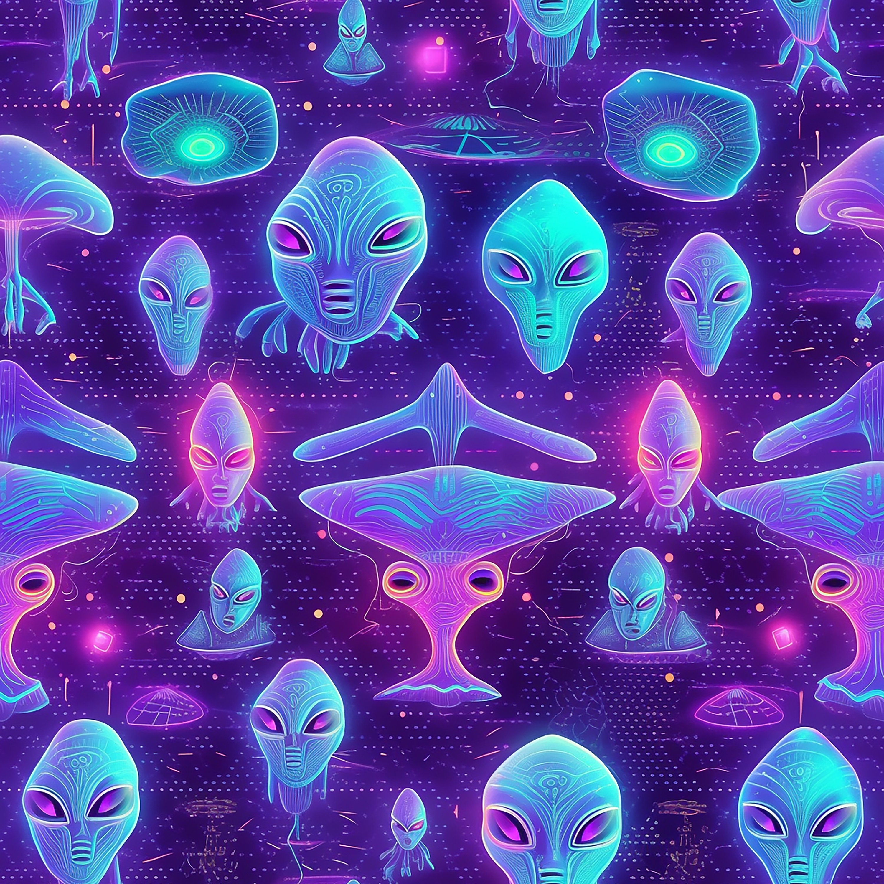 Seamless Alien Patterns 12 Pack Repeatable Digital Papers Ethereal ...