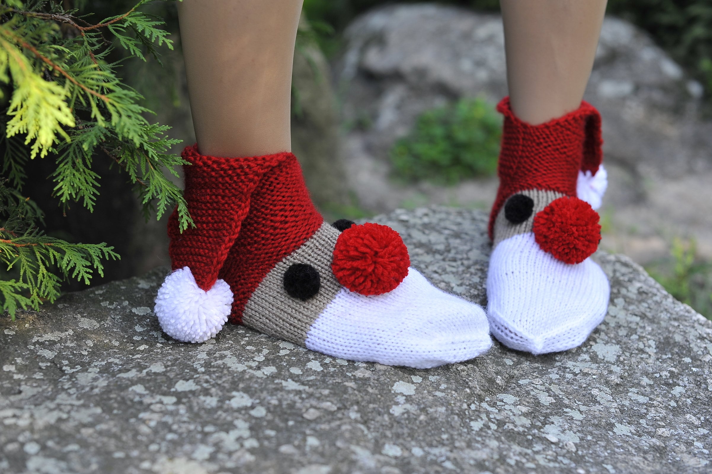 Funny Gnome Socks, Elf Socks, Mens Santa Claus Socks, Holiday Footwear ...
