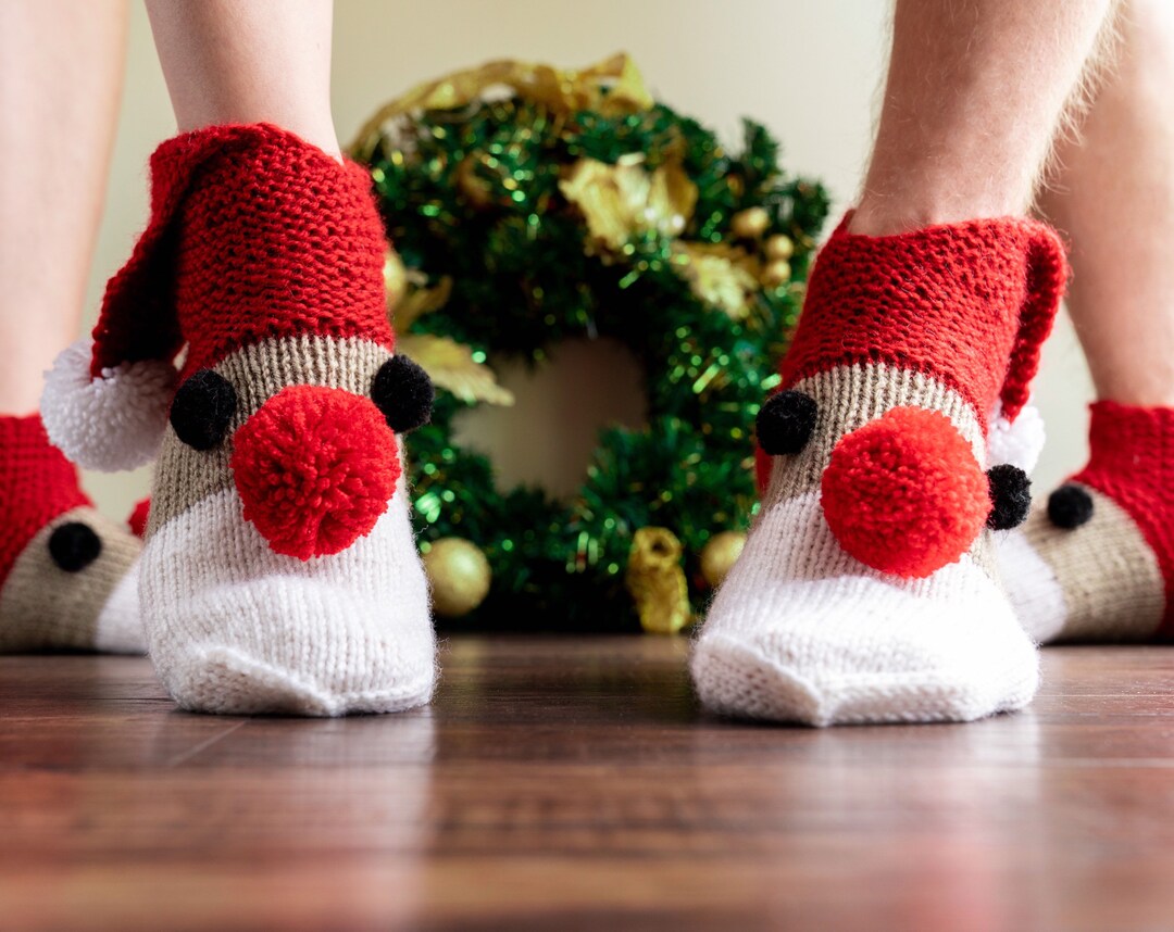 Funny Gnome Socks, Elf Socks, Mens Santa Claus Socks, Holiday Footwear ...