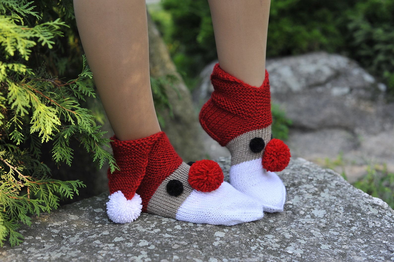 Funny Gnome Socks, Elf Socks, Mens Santa Claus Socks, Holiday Footwear ...