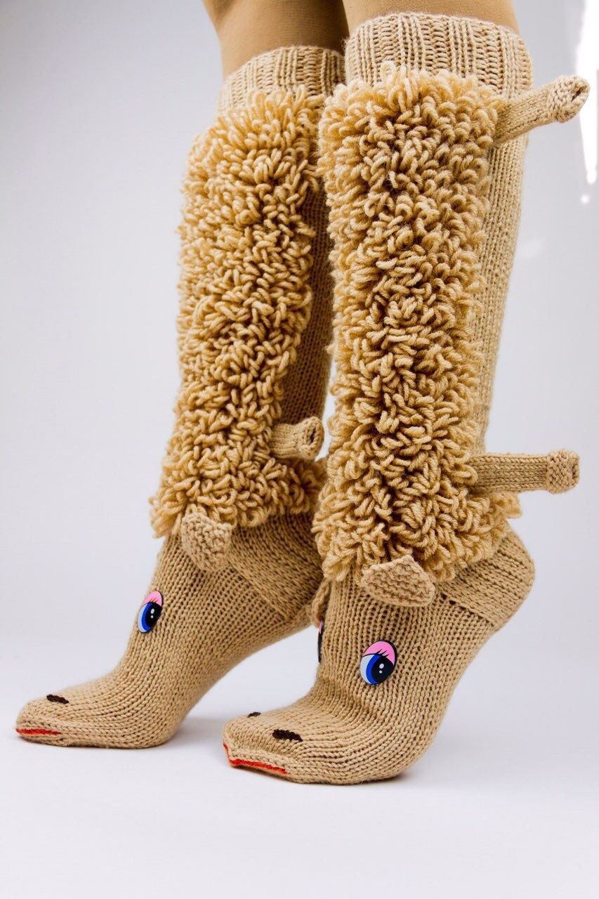 Brown Winter Sheep Socks, Animals Long Socks, Sheep Socks, Long Seep ...