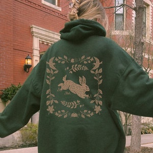 Cottagecore Sweatshirt Rabbit Hoodie Cottagecore Hoodie Cute ...
