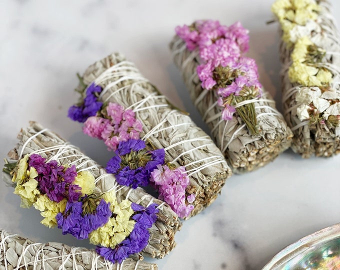 Floral White Sage Stick for Smudging Spiritual Gift 4 Inch Sage ...