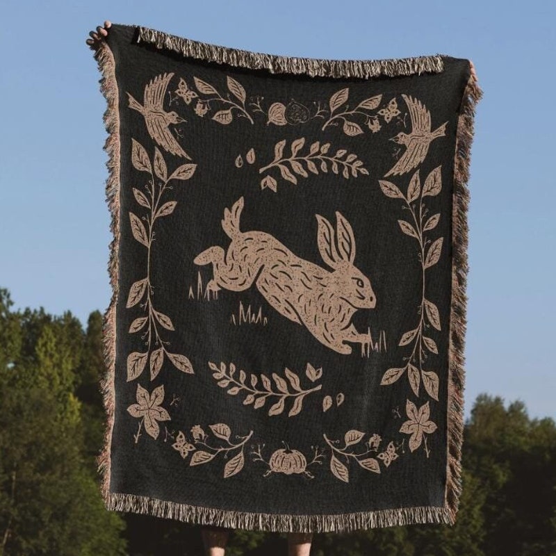 Rabbit Tapestry Blanket - Etsy