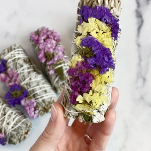 Floral White Sage Stick for Smudging Spiritual Gift 4 Inch Sage ...
