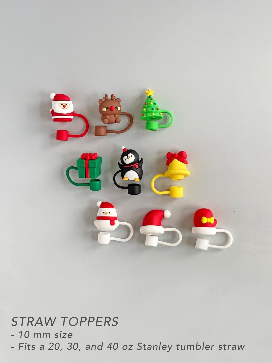 Christmas Straw Topper Christmas Tumbler Accessory Holiday Straw Cover ...