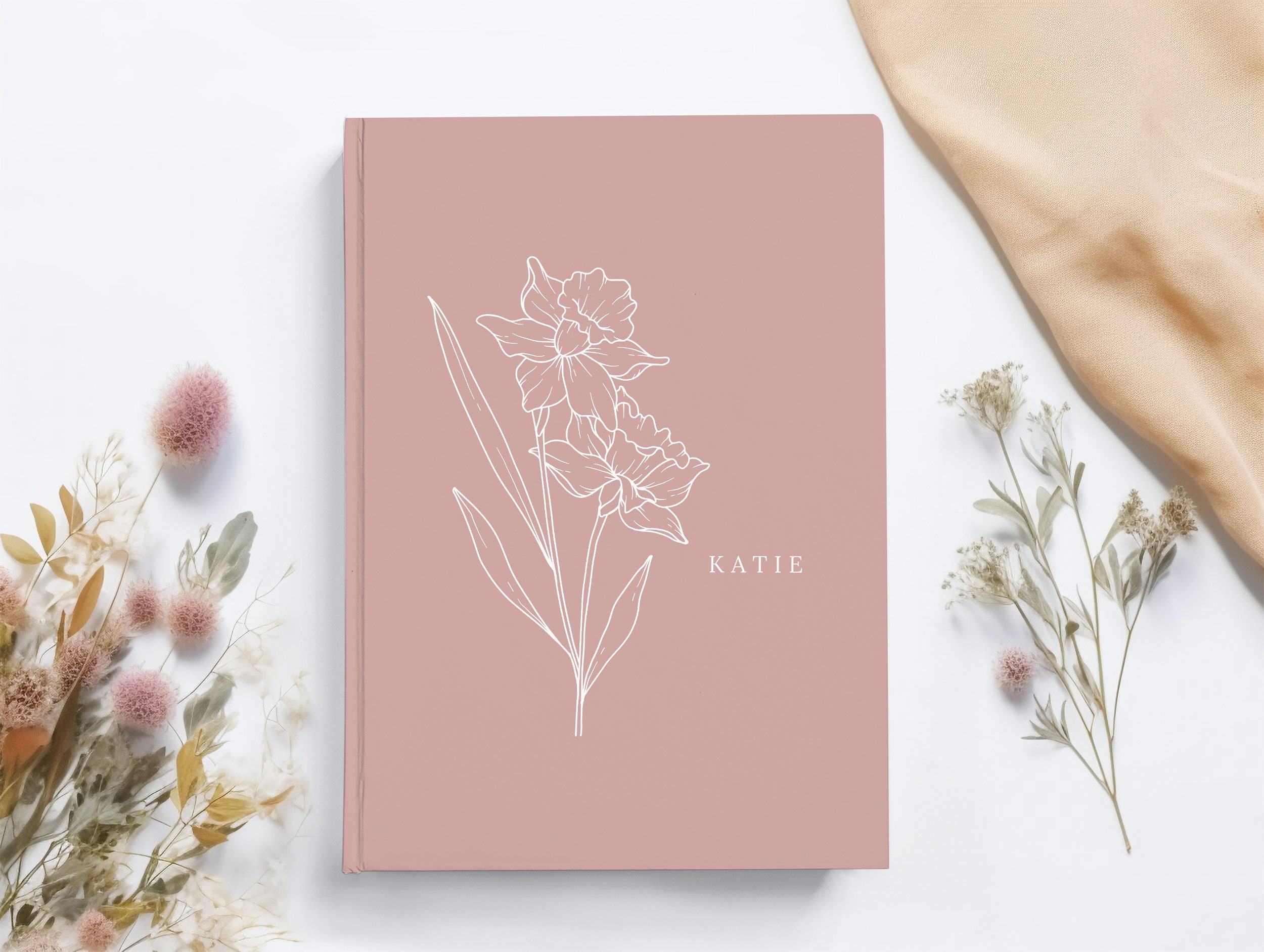 Birth Flower Journal Custom Birth Month Flower Personalized Journal ...