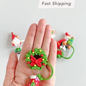 Christmas Straw Topper Christmas Tumbler Accessory Holiday Straw Cover ...