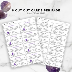 Amethyst Printable Cards PDF Instant Download Purple Crystal Healing ...