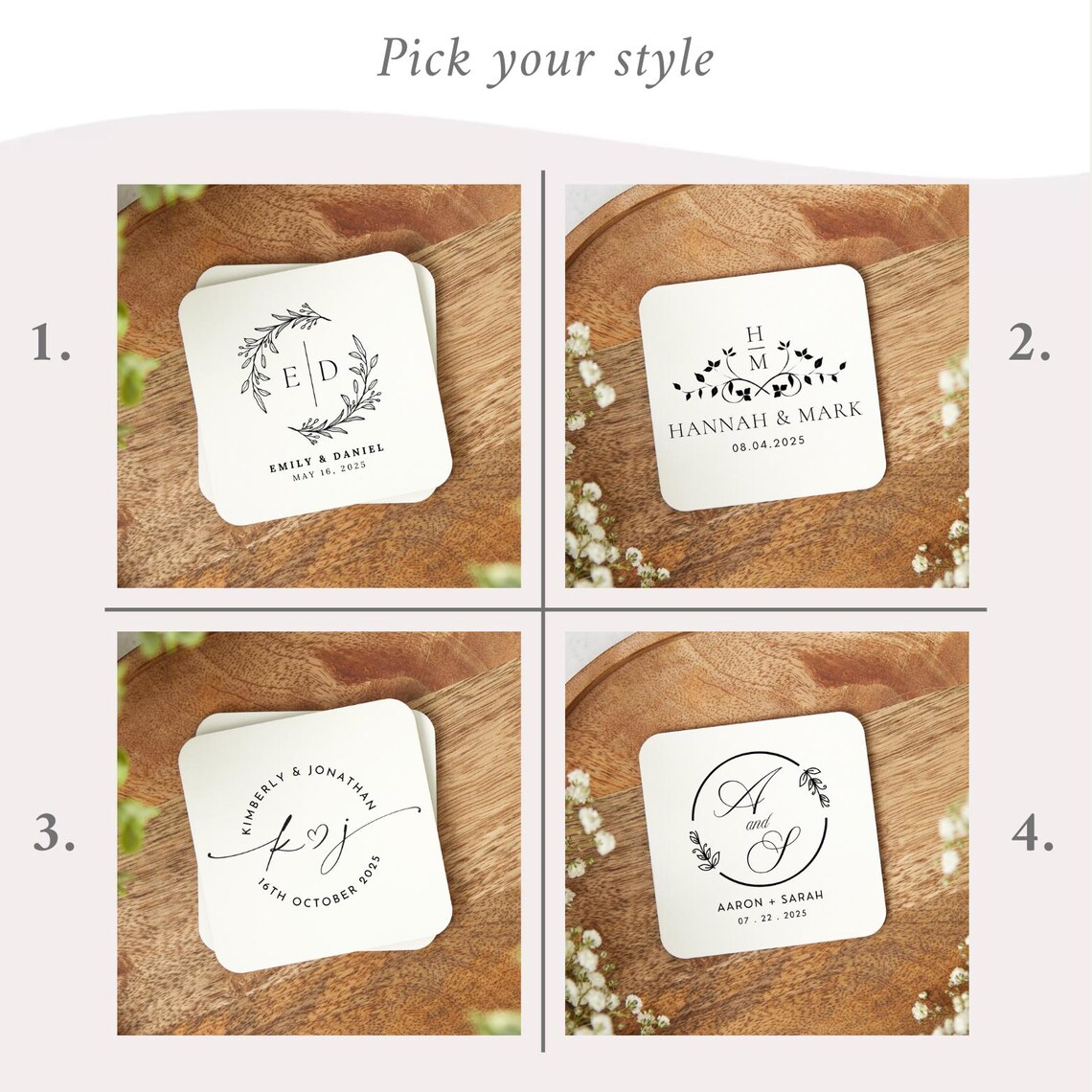 Monogram Wedding Coasters Personalized Favors Reception Ideas for ...