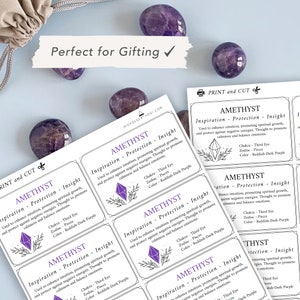 Amethyst Printable Cards PDF Instant Download Purple Crystal Healing ...