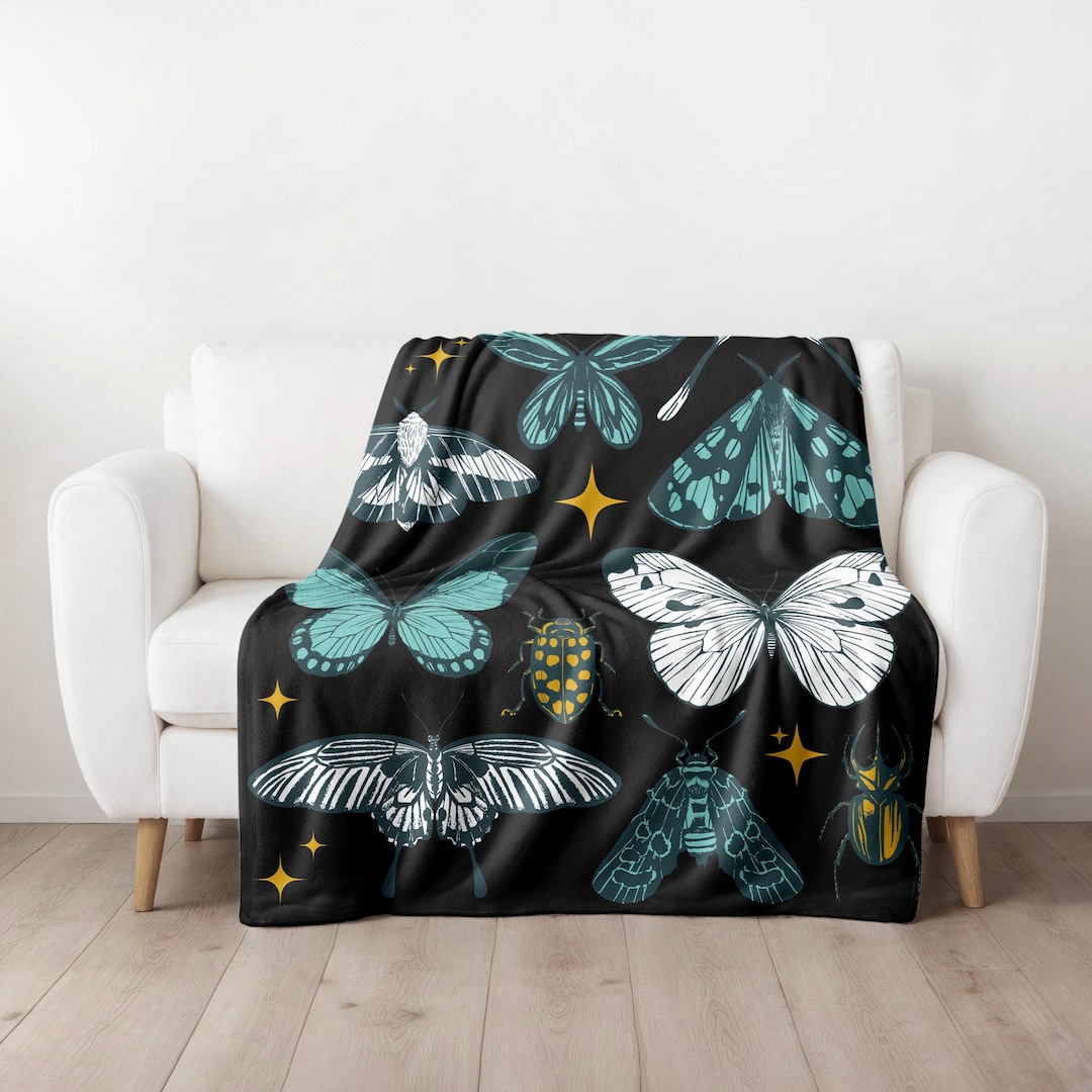 Butterflies Moths Throw Blanket Butterfly Blanket Moth Blanket Witchy ...