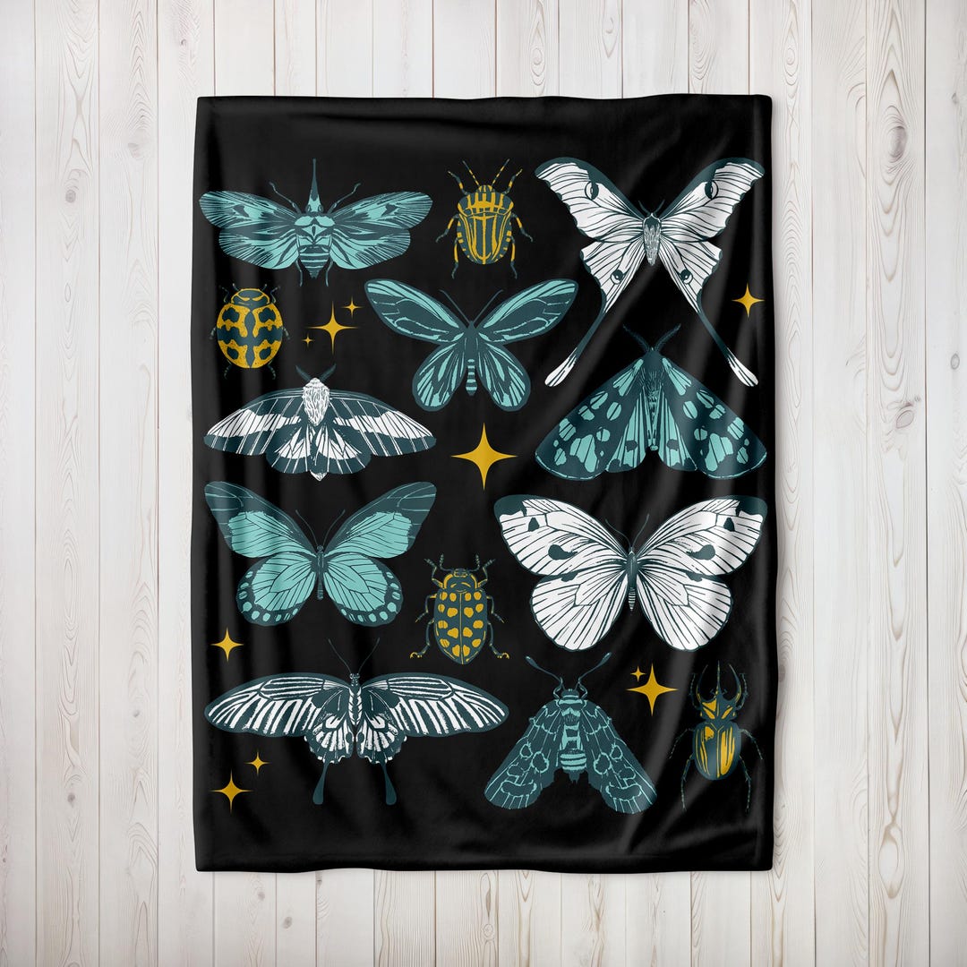 Butterflies Moths Throw Blanket Butterfly Blanket Moth Blanket Witchy ...