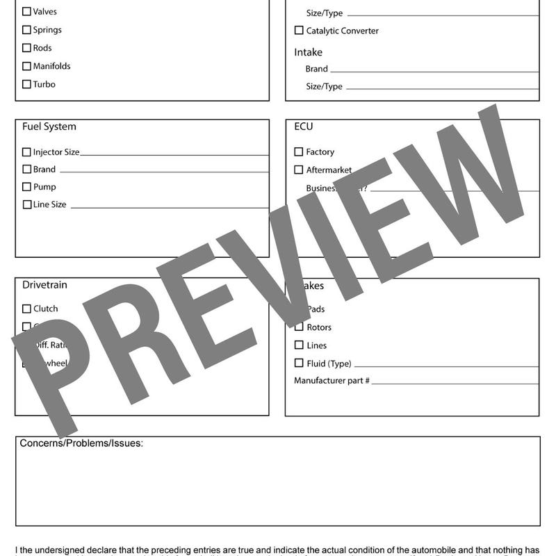 Vehicle Intake Form - Etsy