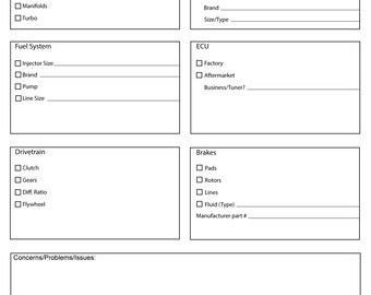Customizable Customer Vehicle Intake Form page 1 Digital Download - Etsy