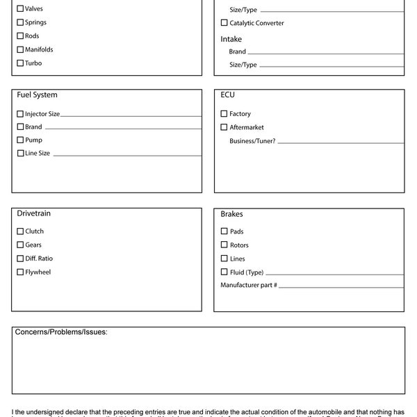 Vehicle Inspection Form - Etsy