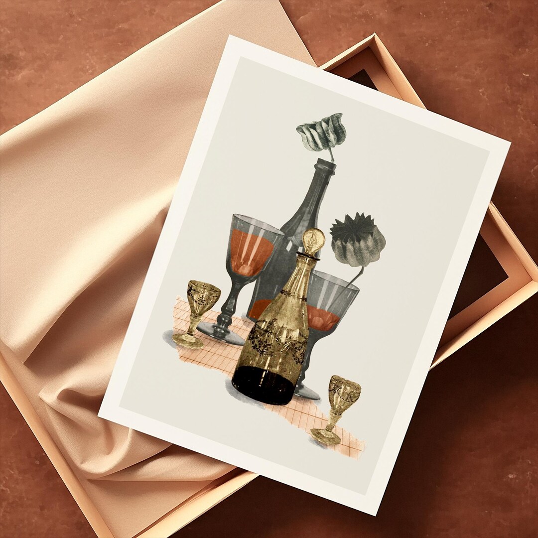 A Taste of Time | Vintage Collage Poster | Bar Decor | Art Print With ...