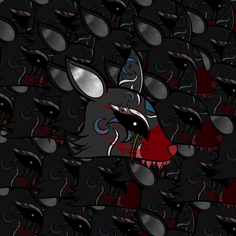 Bloody Moon Fox Mask Sticker - Etsy