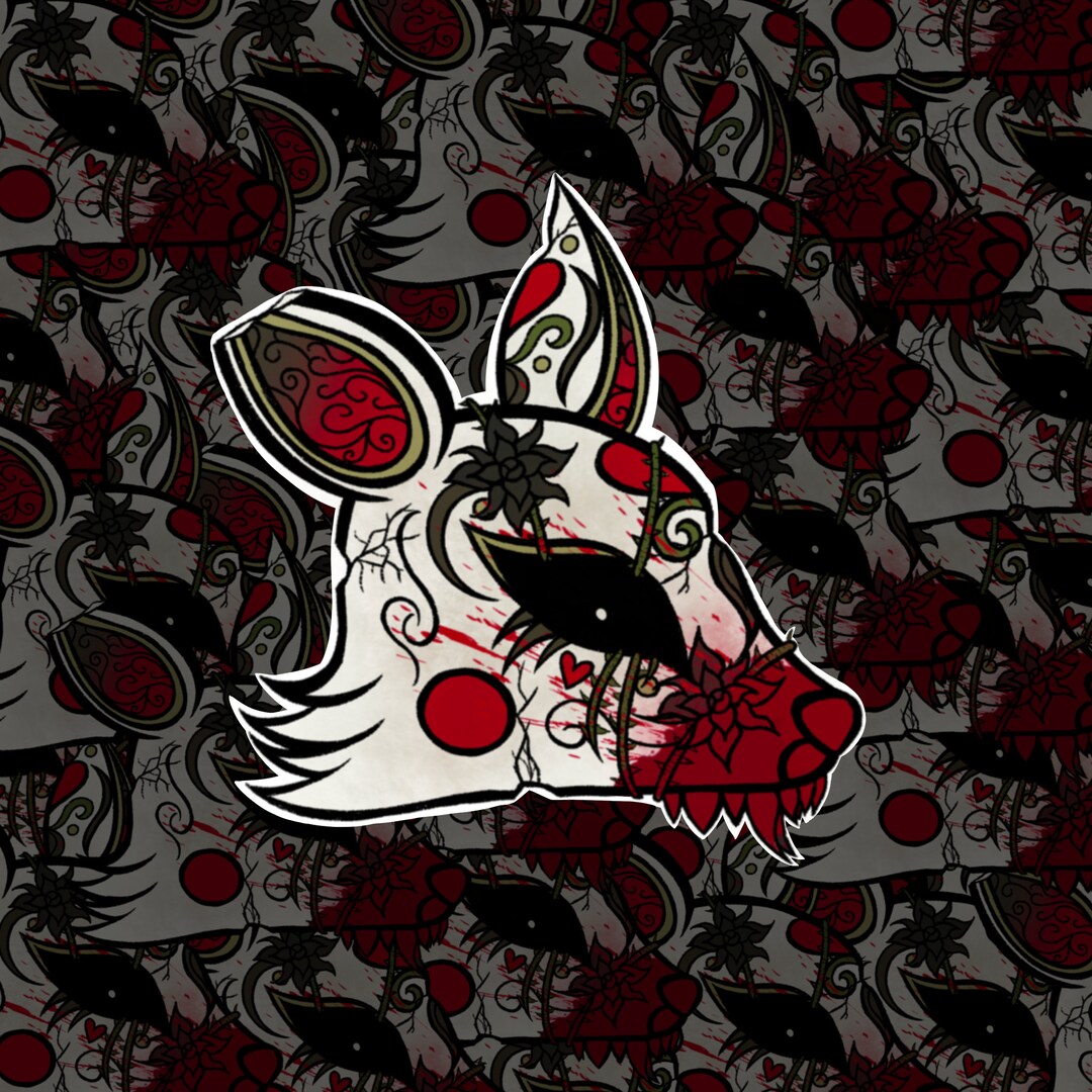 Bloody Dead Flowers Fox Mask Sticker - Etsy