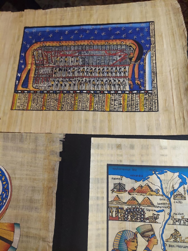 Set of 3 Hand Painted Egyptian Papyrus - Etsy