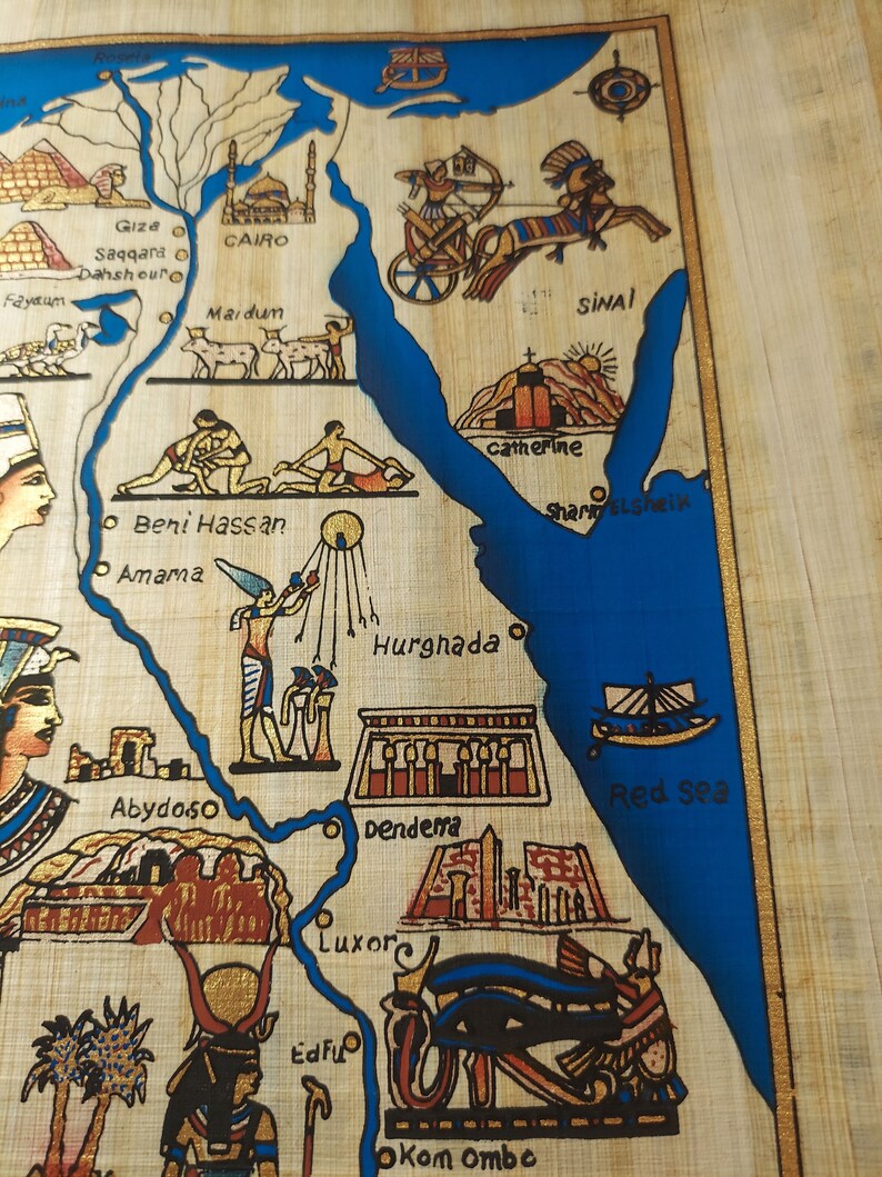 Map of Ancient Egypt Painted on Egyptian Papyrus - Etsy