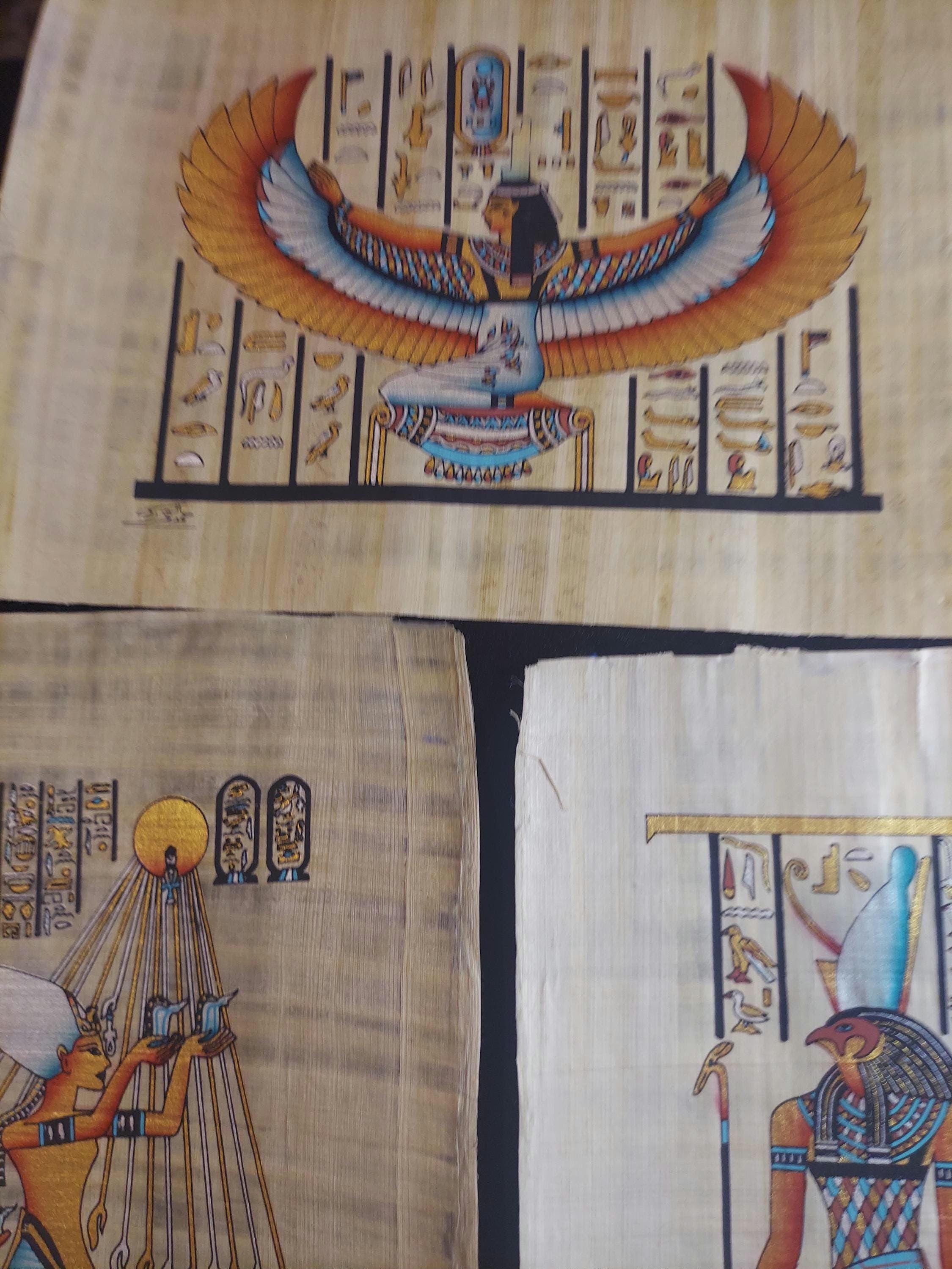 Set of 3 Hand Painted Egyptian Papyrus - Etsy