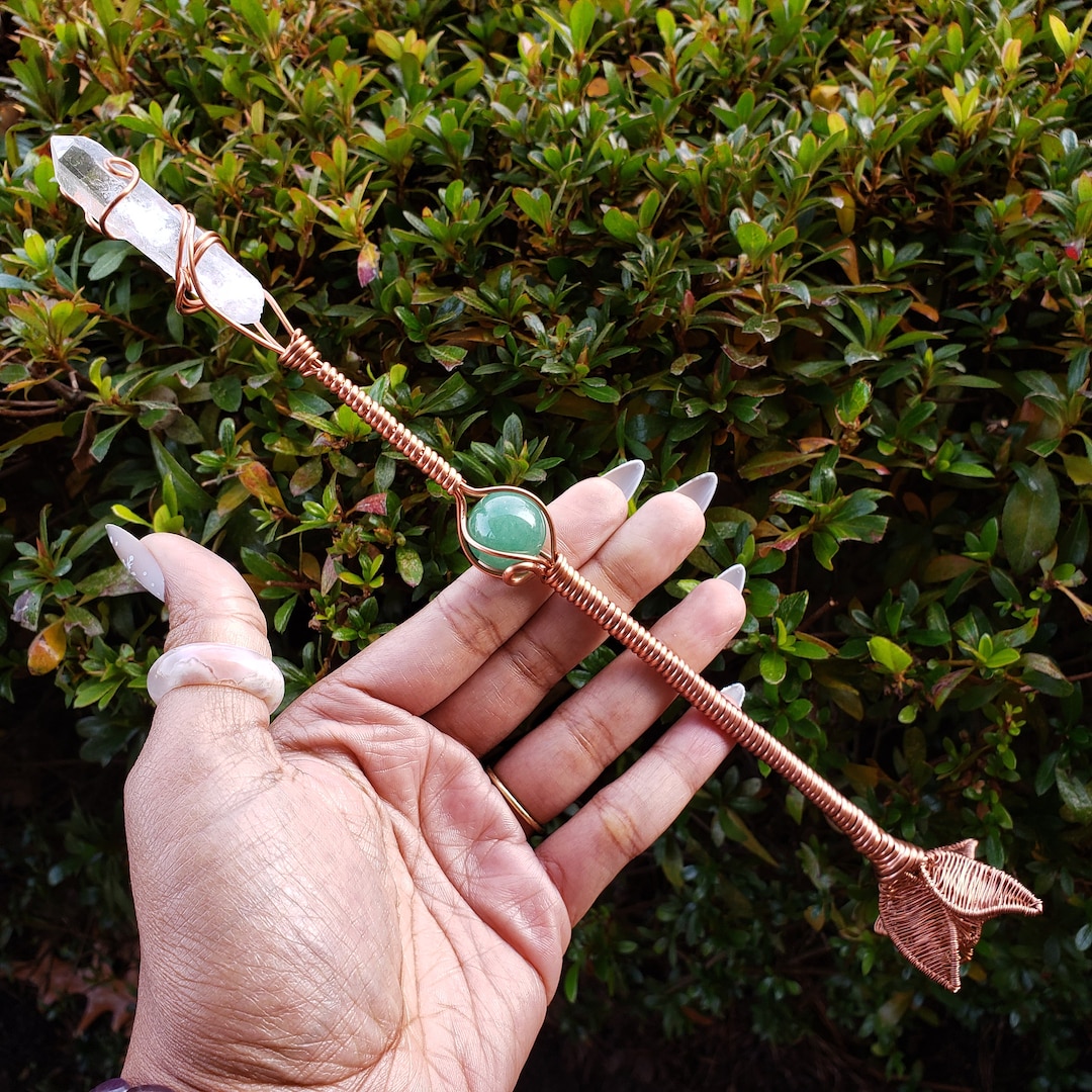 Clear Quartz, Green Aventurine Wand, Copper Wand - Etsy