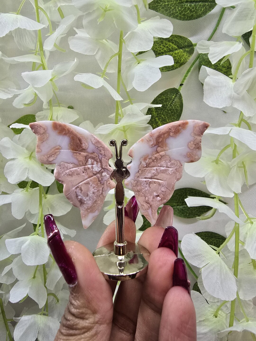 Pink Mosaic Agate Mini Butterfly, Cotton Candy Agate Butterfly - Etsy