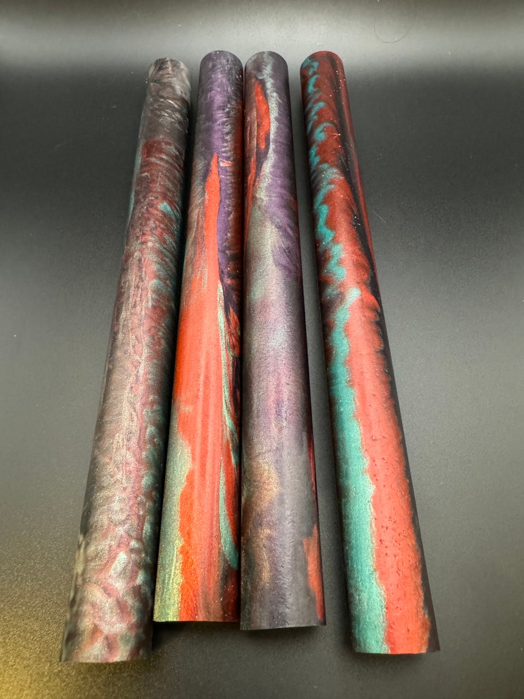 Bespoke Custom Pen Turning Blank, Deep Purple, Dark Red, Teal Green ...