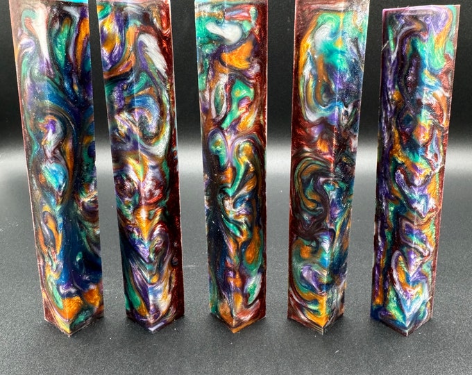Pen Turning Blank, Alumilite Resin, Psychedelic Colors - Etsy