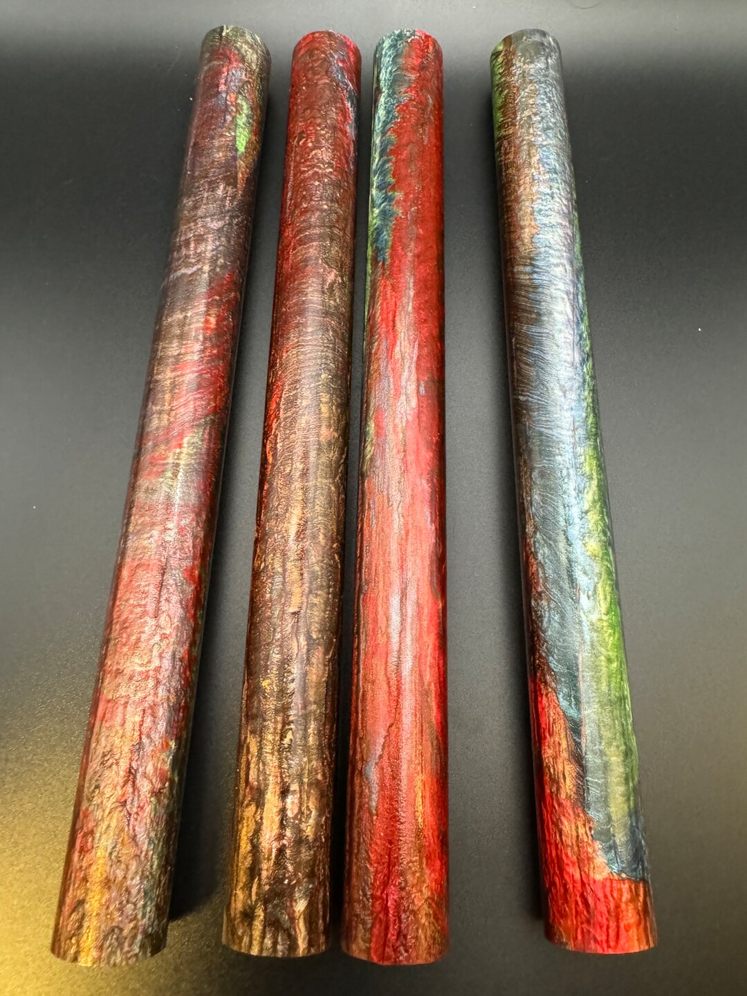 Bespoke Custom Pen Turning Blank, Greens, Dark Red, and Bronze ...