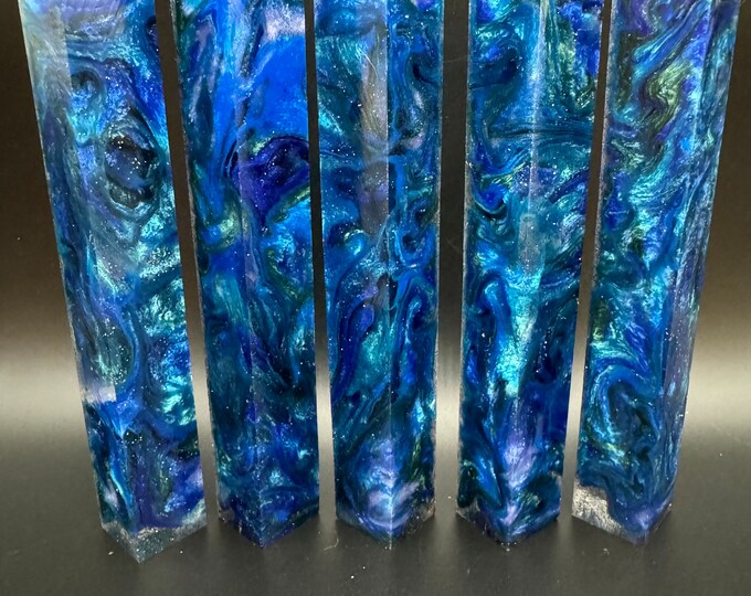 TRANSPARENT Pen Turning Blank, Alumilite Resin, Deep Sea Sparkle ...