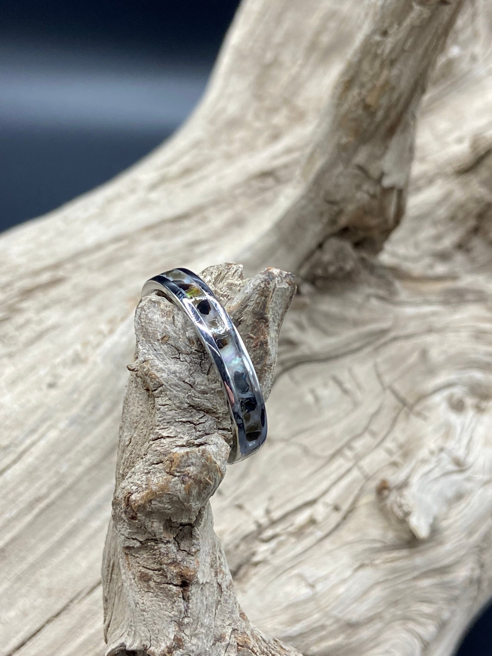 Handmade Inlay Ring Mother of Pearl and Black Obsidian - Etsy