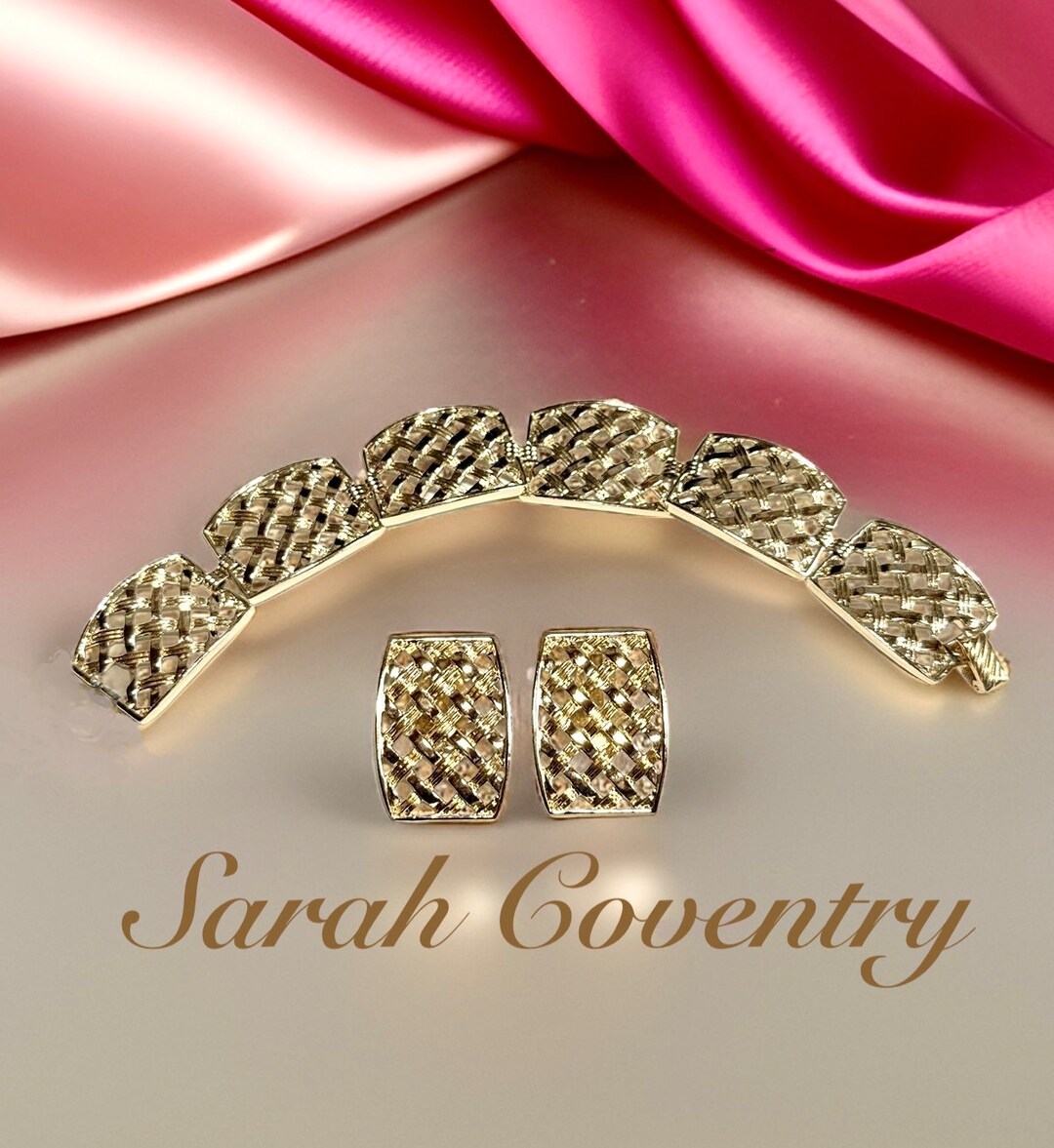 Sarah Coventry Gold Tone 'cosmopolitan' Basket Weave Bracelet, Clip on ...