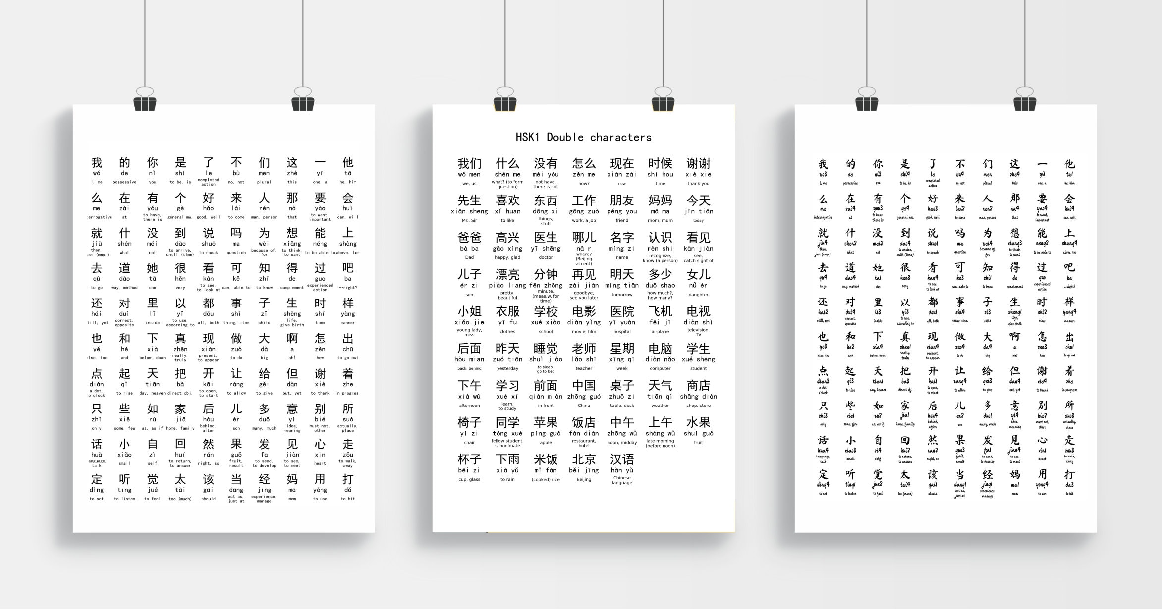 Chinese Character Posters digital All of HSK1 and the 1500 Most Common ...