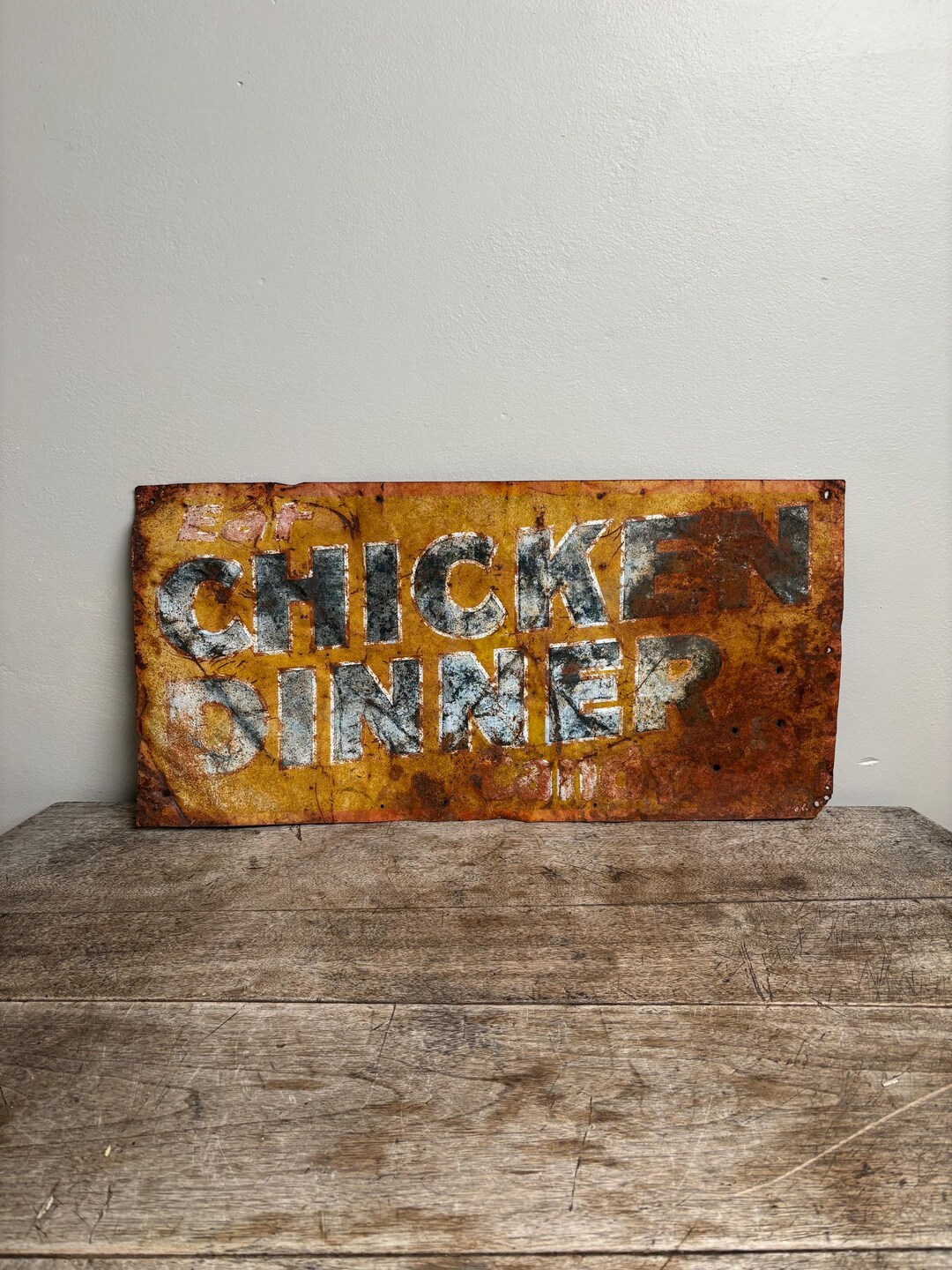 Antique Metal "eat Chicken Dinner" Sign - Etsy