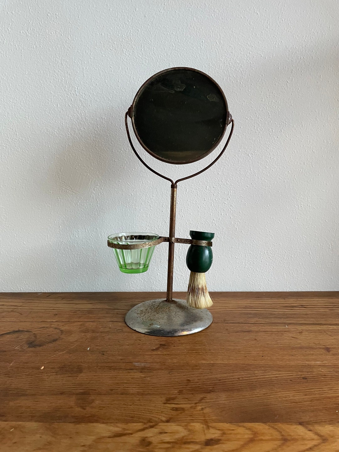 Antique Metal Shave Mirror - Etsy