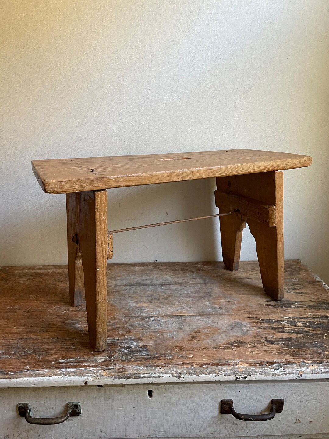 Antique Mustard Primitive Step Stool - Etsy