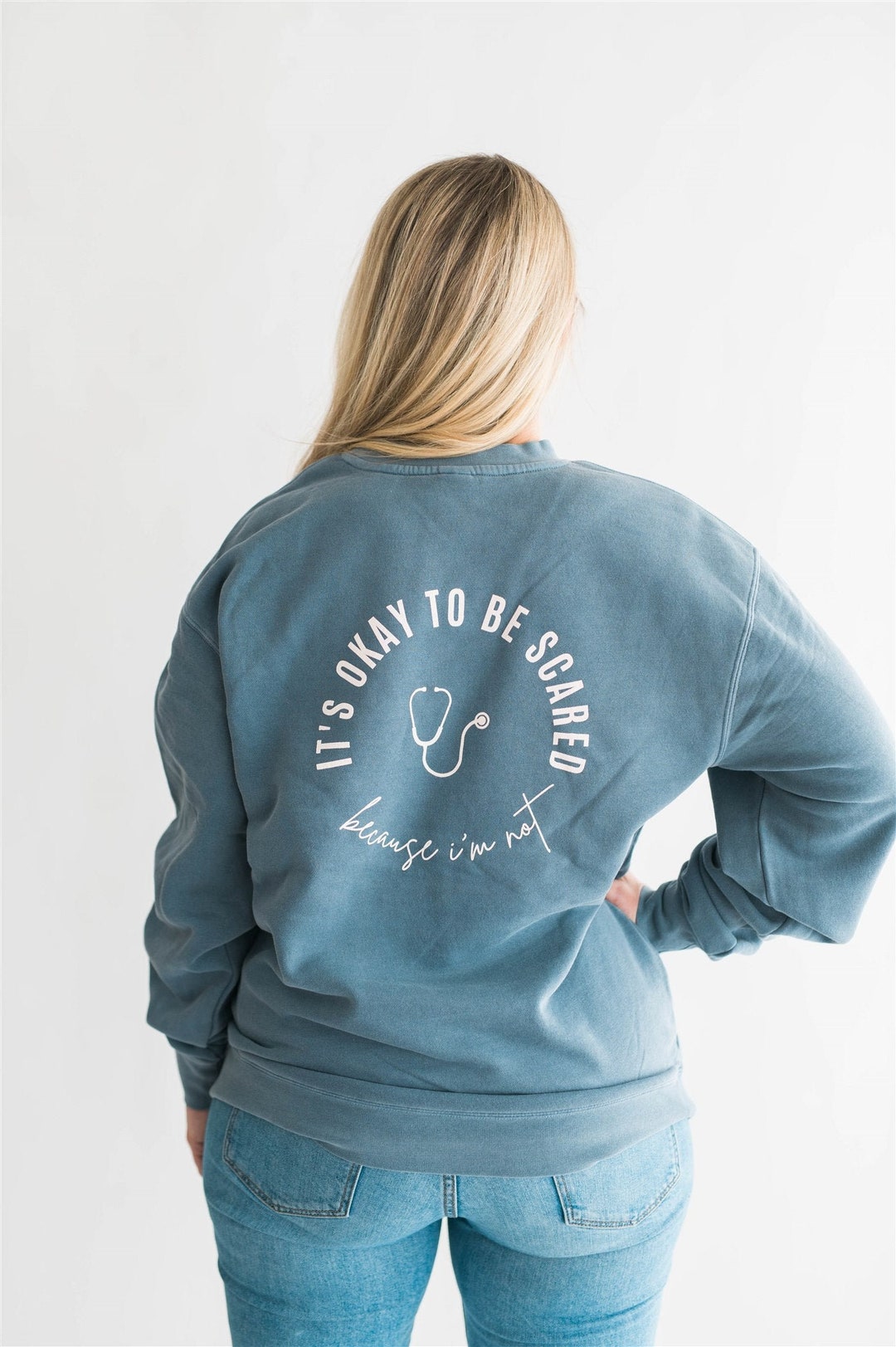 It's Okay to Be Scared Slate Blue Crew - Etsy