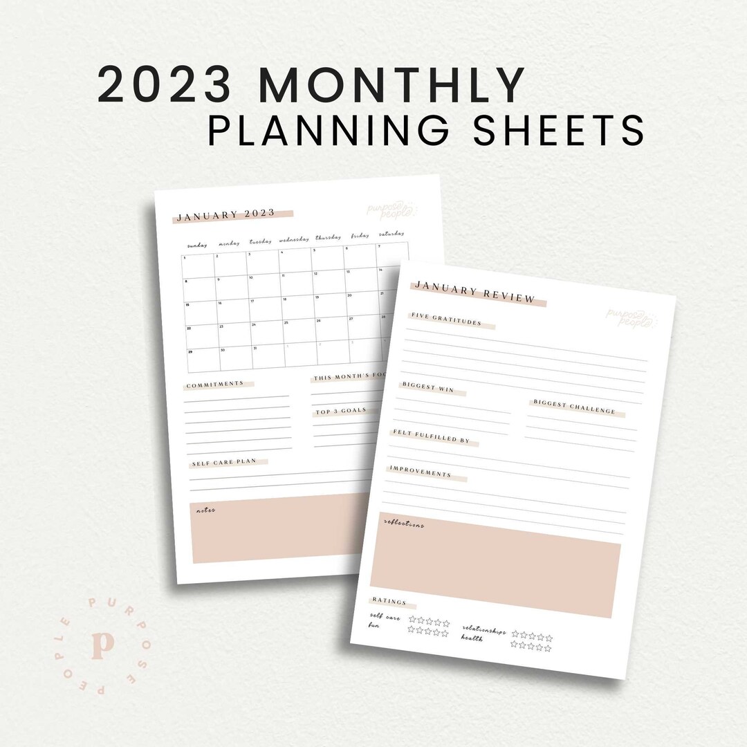 Monthly Planning Sheets - Etsy
