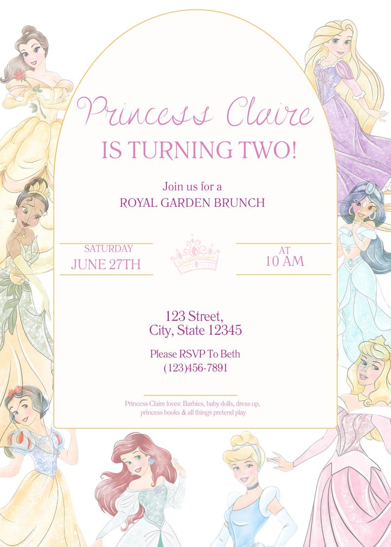 Editable Princess Garden Party Invitation | Pink Fairytale Birthday ...