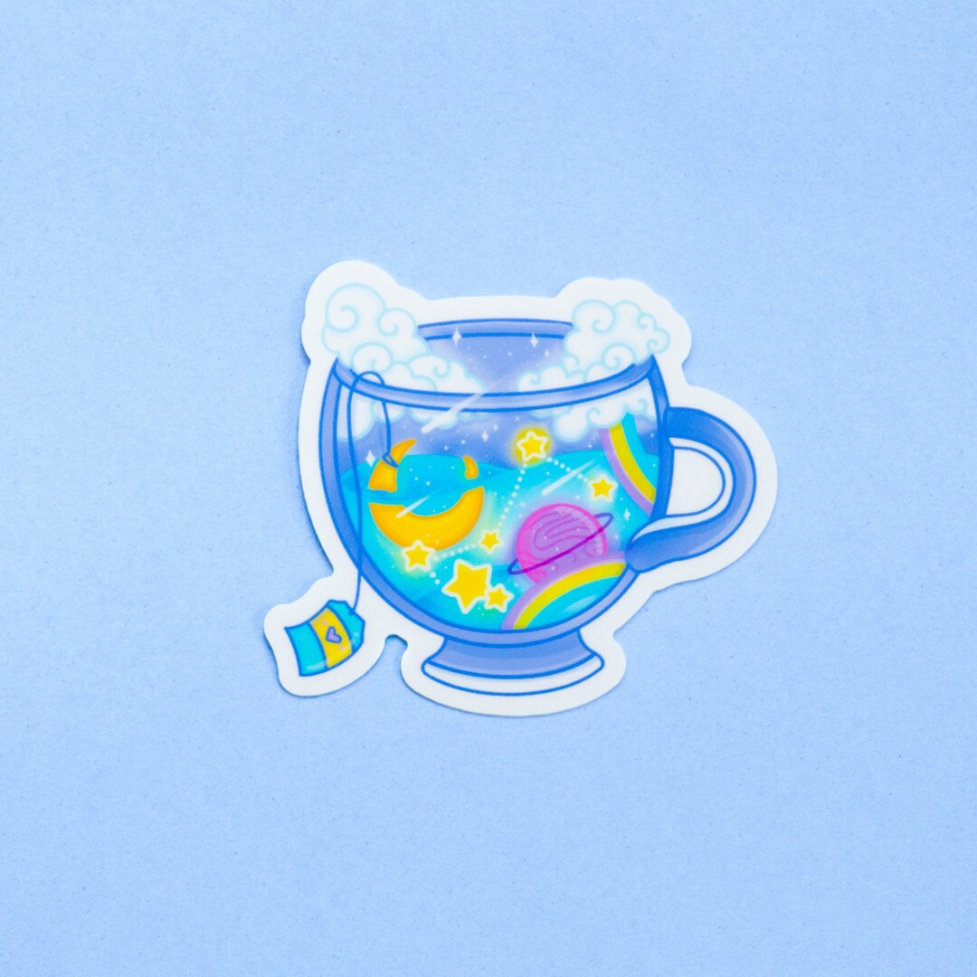 Galaxy Tea Cup Vinyl Sticker - Colourful Sticker - Laptop Decal ...
