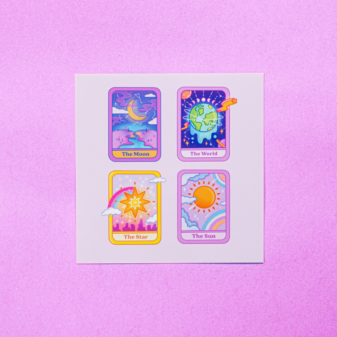 Tarot Cards Art Print Wall Decor, Kawaii and Cute Art, Mini Art Print ...