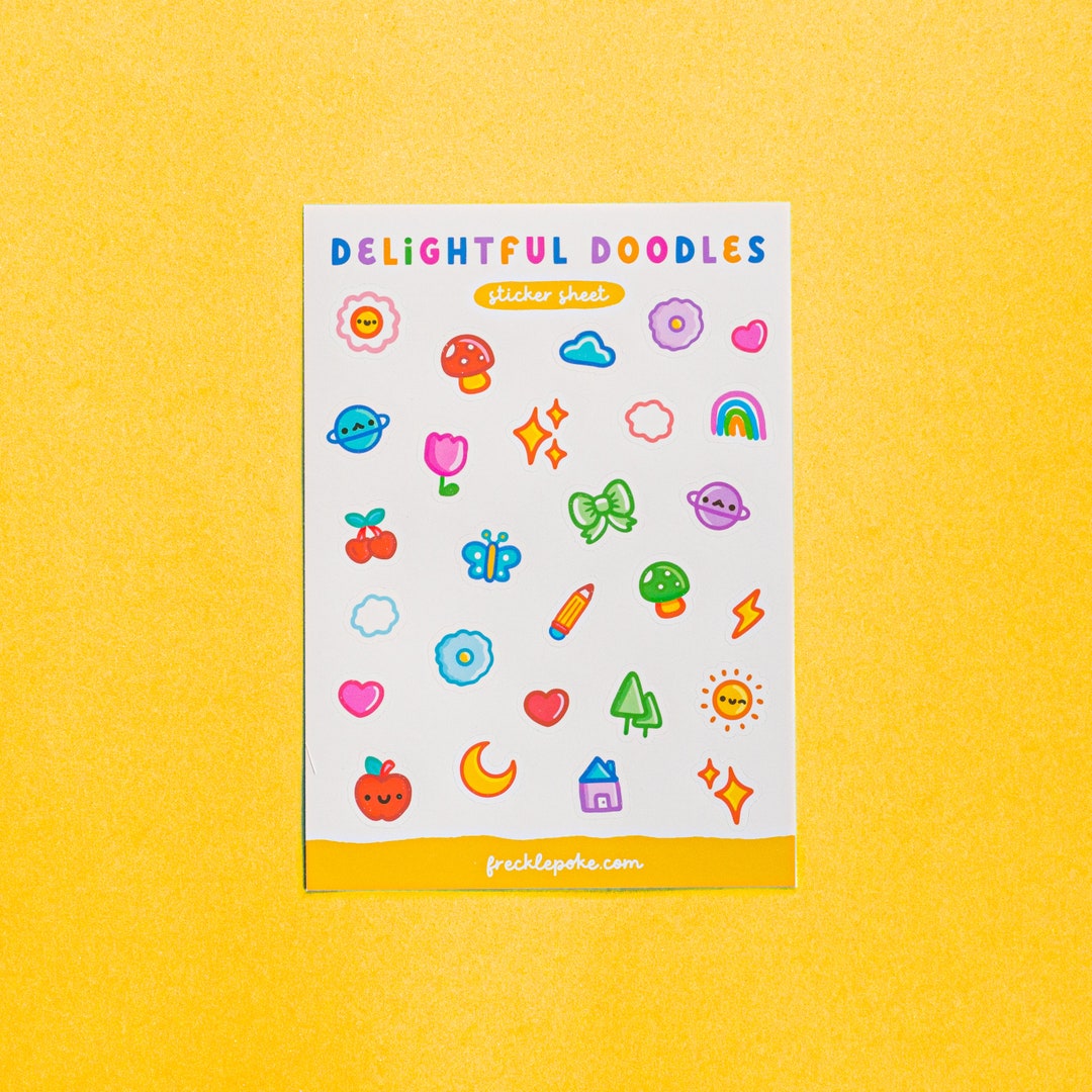 Cute Doodles Sticker Sheet, Planner Stickers, Cute Stationery, Journal ...