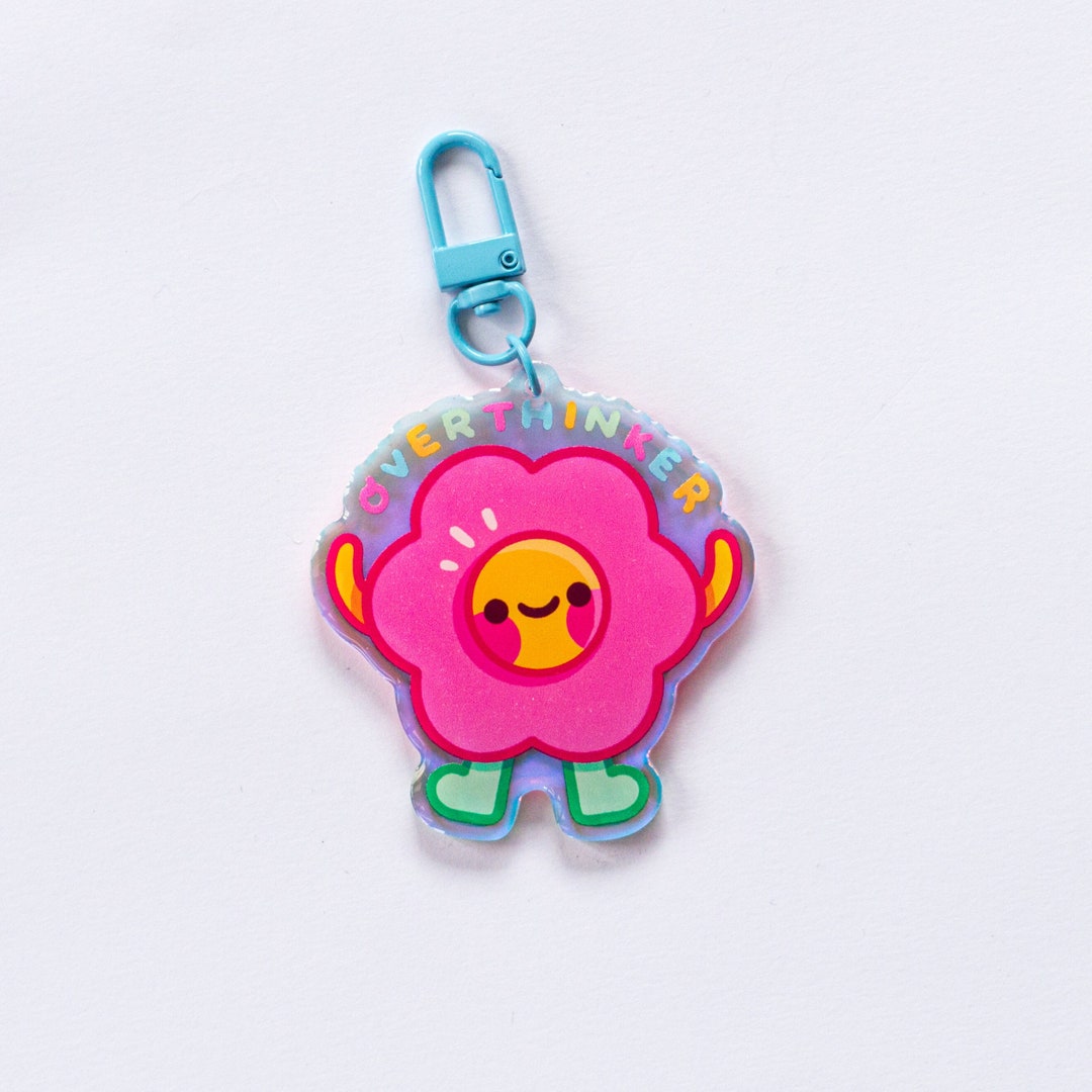 Overthinker Acrylic Keychain, Cute Charms, Rainbow Keychain, Flower ...